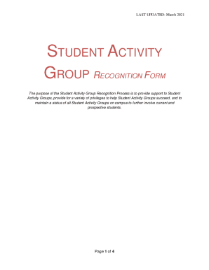 Fillable Online STUDENT ACTIVITY GROUP RECOGNITION FORM Fax Email Print ...