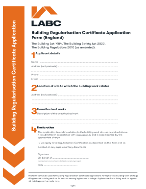 Fillable Online Building Regularisation Certificate Application Form ...