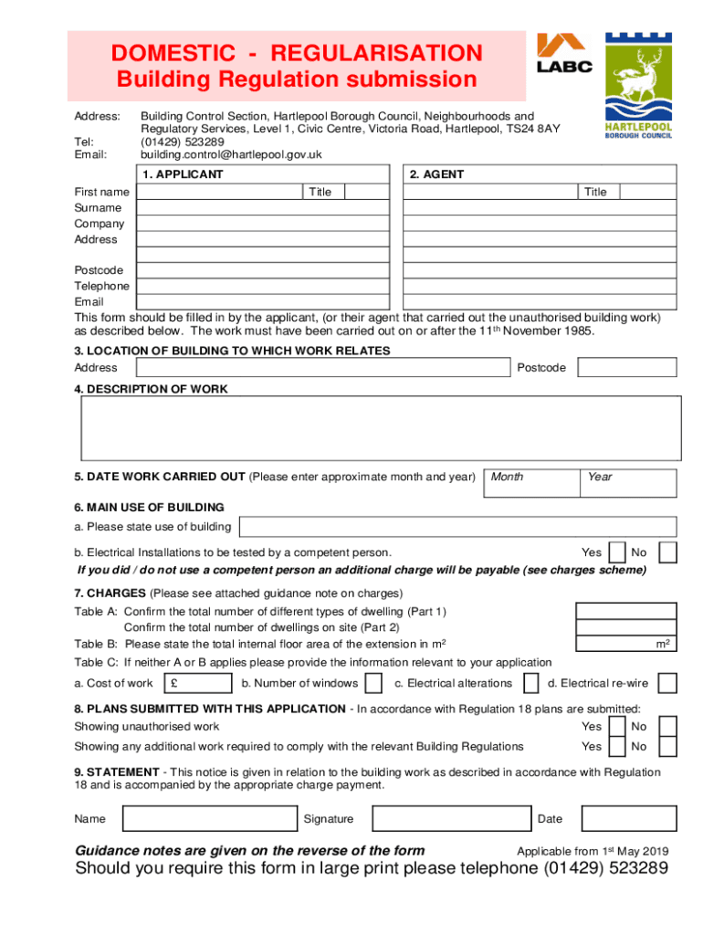 Fillable Online REGULARISATION Building Regulation submission Fax Email ...