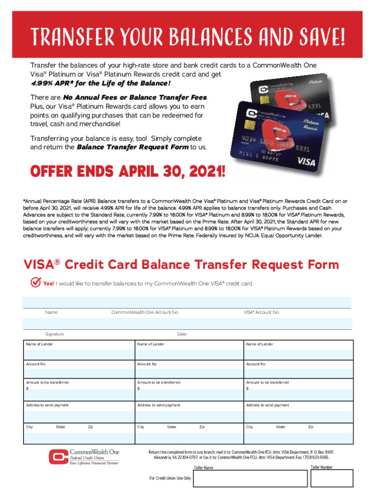 Fillable Online VISA BALANCE TRANSFER APPLICATION (CLASSIC, ... Fax ...