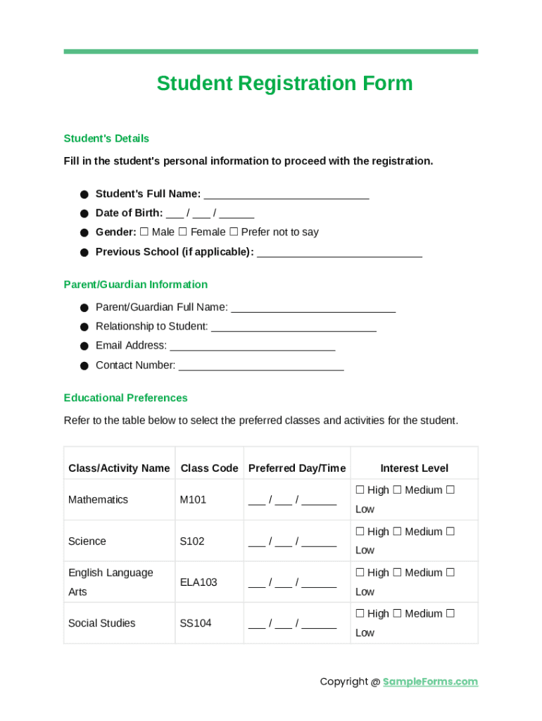 Student-Registration--School. ... Doc Template | pdfFiller