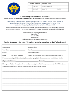 Fillable Online Hall High School PTO Funding Request Form Fax Email ...