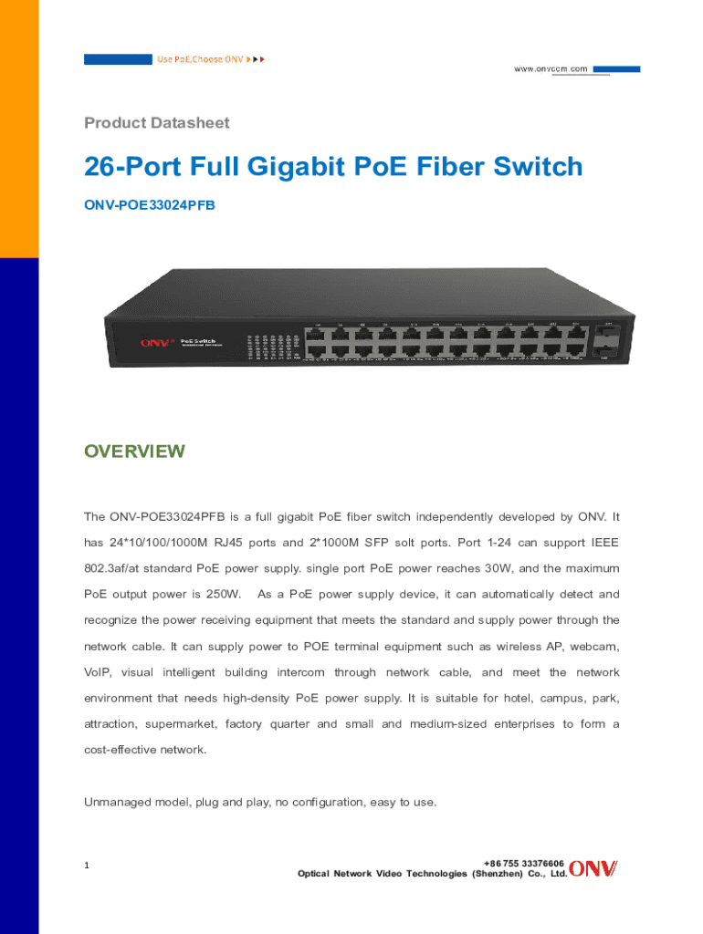 Fillable Online 26-Port Full Gigabit PoE Fiber Switch - ANFA Fax Email ...