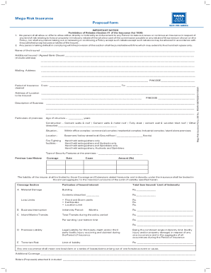 Fillable Online Mega Risk Insurance Proposal form Fax Email Print ...