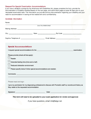 Fillable Online Request for Special Examination Accommodations form Fax Email Print - pdfFiller