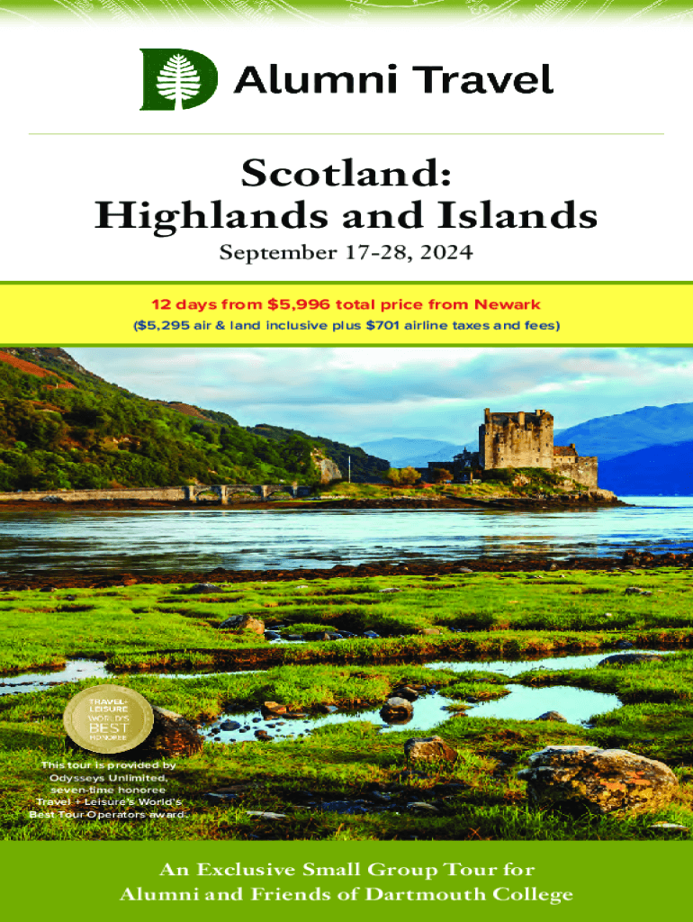 Fillable Online alumni dartmouth Scottish Highlands Tour - Escapes by ...