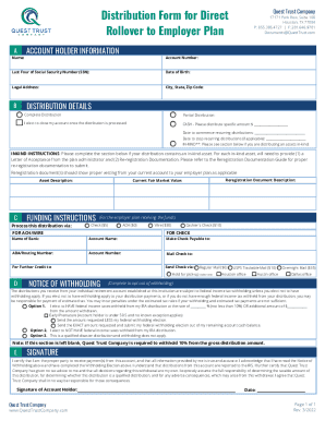 Fillable Online Rollover Form Step 1: Request and complete distribution ...