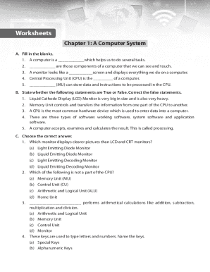 Fillable Online Computer Revision Worksheet 1 Q1. Fill in the blanks: Fax Email Print - pdfFiller