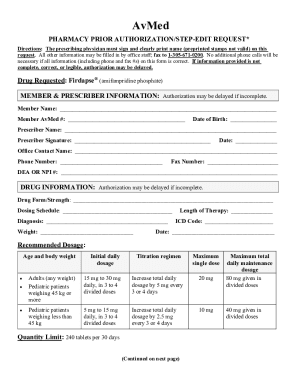 Fillable Online Drug Requested: Firdapse (amifampridine phosphate) Fax ...