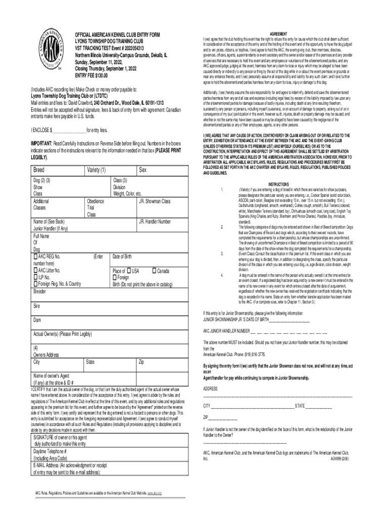 Fillable Online Breed Variety 1 Sex Fax Email Print Pdffiller
