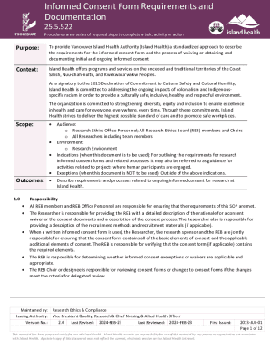 Fillable Online Informed Consent Form Requirements and Documentation ...
