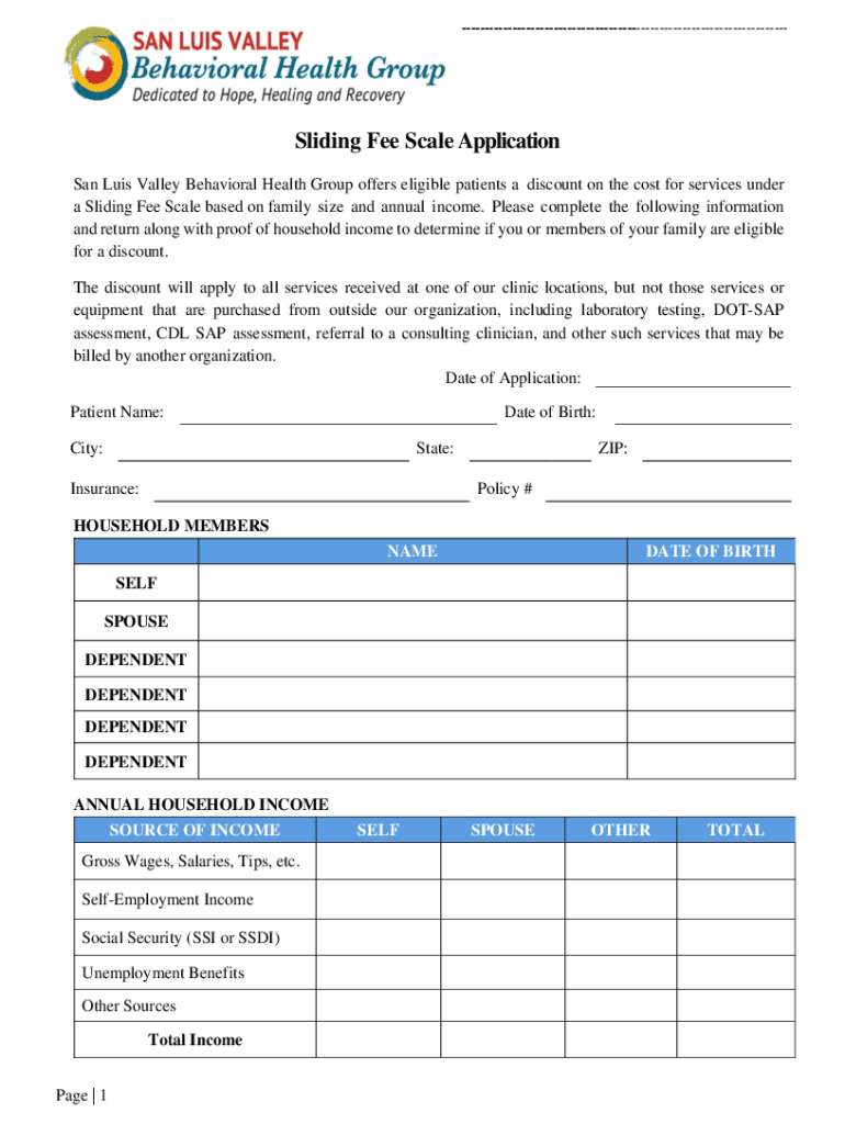 Fillable Online Purpose of Sliding Scale Policy and Procedure To ...