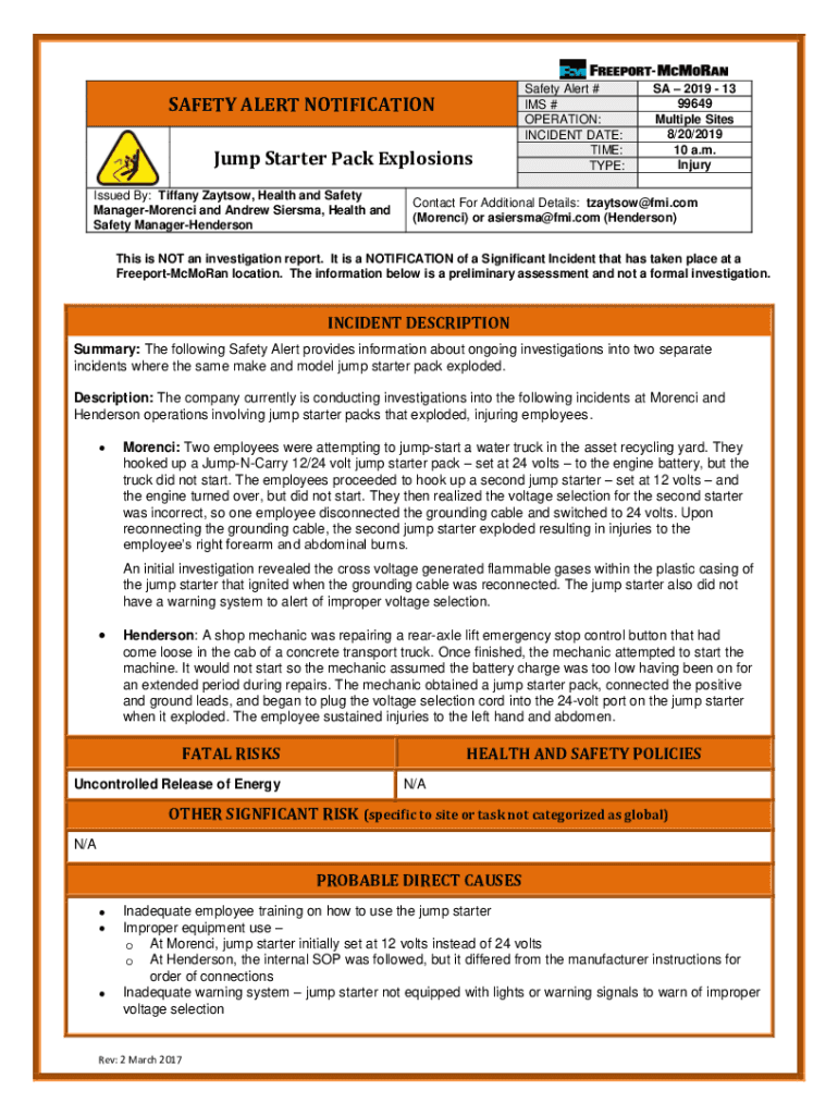 Fillable Online Safety Alert Form Fax Email Print - pdfFiller