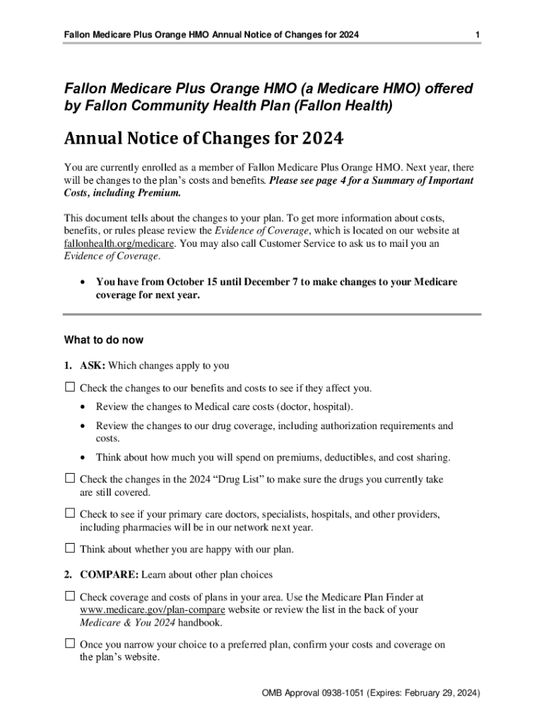 Fillable Online Fallon Medicare Plus Orange HMO ANOC. 2023 Health ...