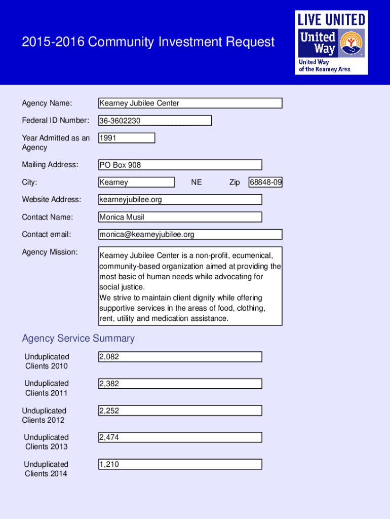 Fillable Online Kearney Jubilee CenterHelping Hands, Helping Others Fax Email Print - pdfFiller