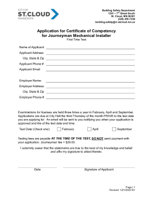 Fillable Online Application for Certificate of Competency for ...
