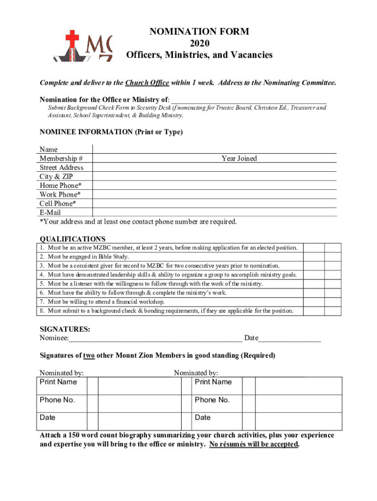 Fillable Online Online Officer Nomination Form Fax Email Print - pdfFiller