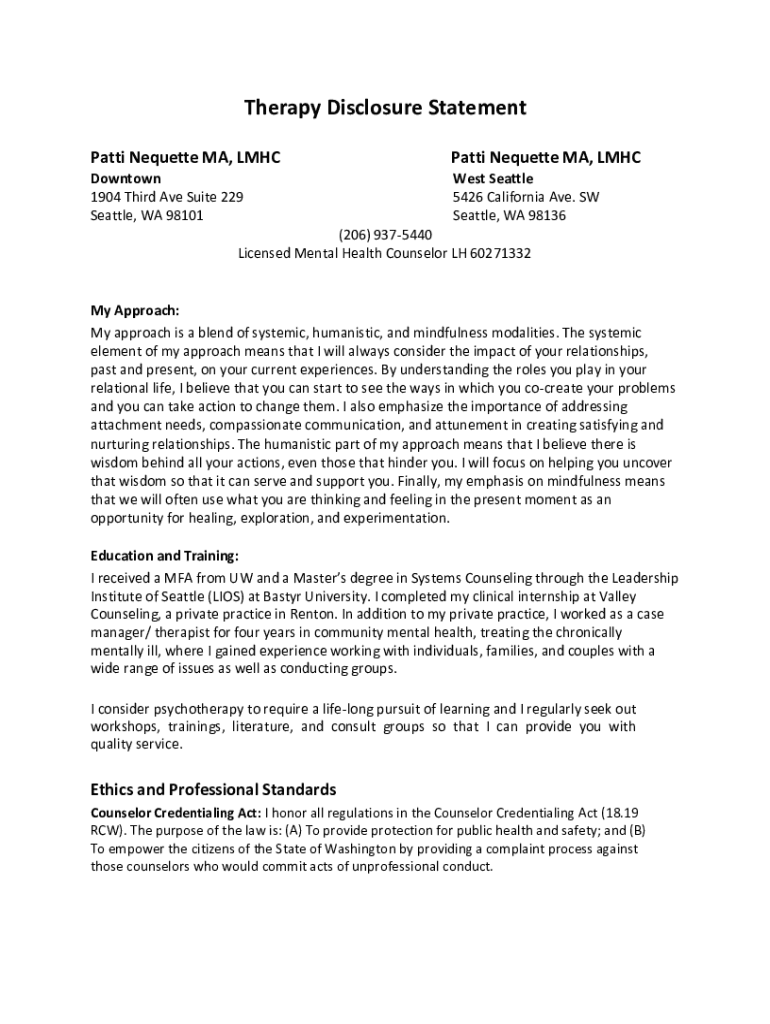 Fillable Online Formal Therapeutic Disclosure Template - Fill Online ...