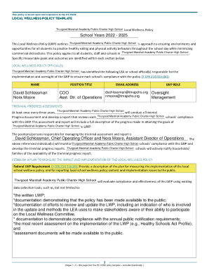 Fillable Online Local Wellness Policy TEMPLATE cy GUIDE - Orchard Fax ...