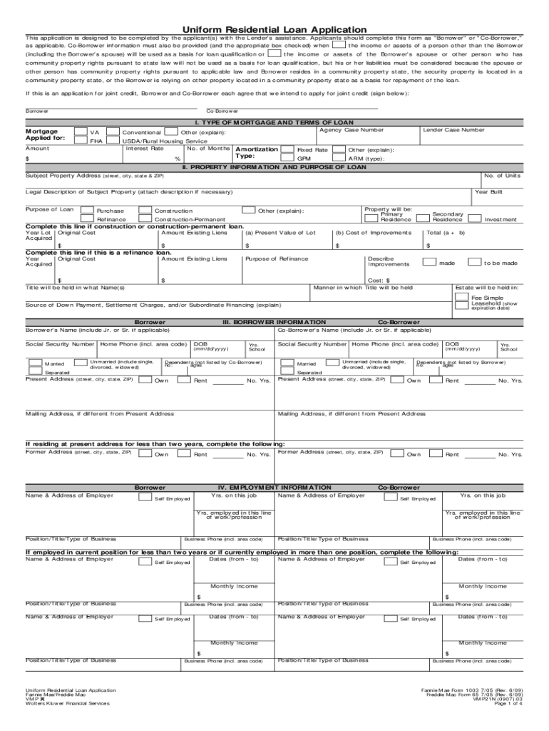 Fillable Online 17 uniform residential loan application fillable Fax Email Print - pdfFiller