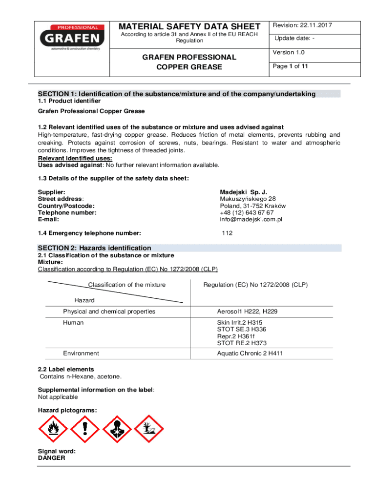 Fillable Online REACH Annex II SDS Changes Fax Email Print - pdfFiller