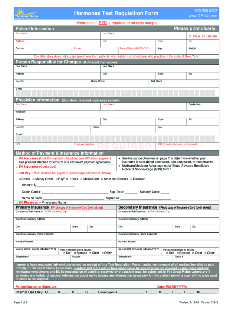 Fillable Online Hormones-Test-Requisition-Form- ... Fax Email Print ...