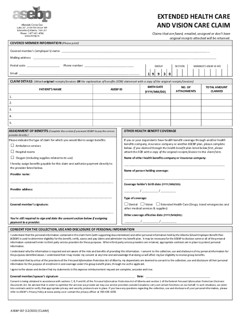Fillable Online ARTA003-EHC-and-Vision-Care-Claim-form- ... Fax Email ...