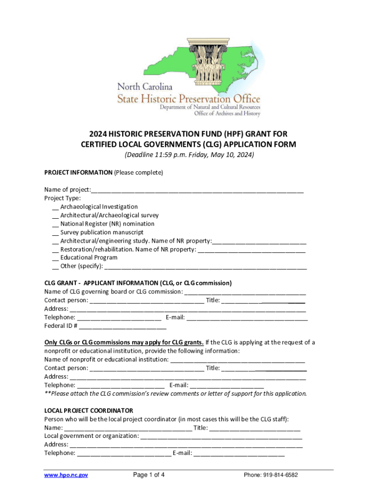 Fillable Online State Historic Preservation Office - NC HPO Fax Email ...
