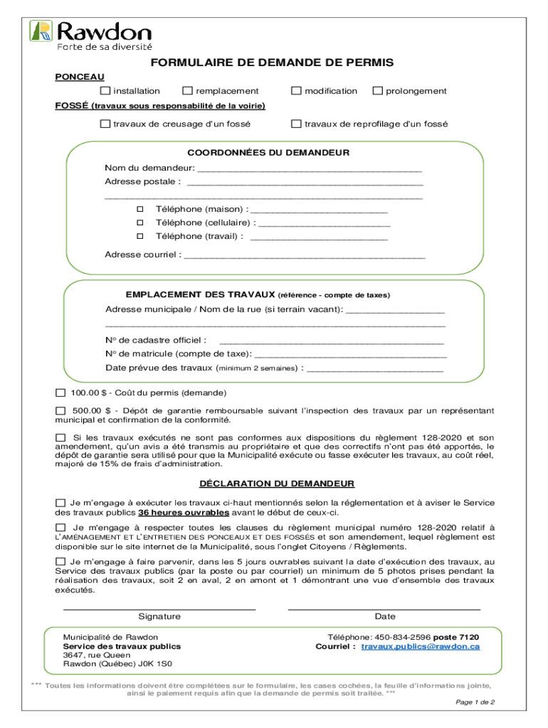 Remplissable En Ligne Formulaire de demande pour l'obtention d'un permis d' ... Fax Email ...