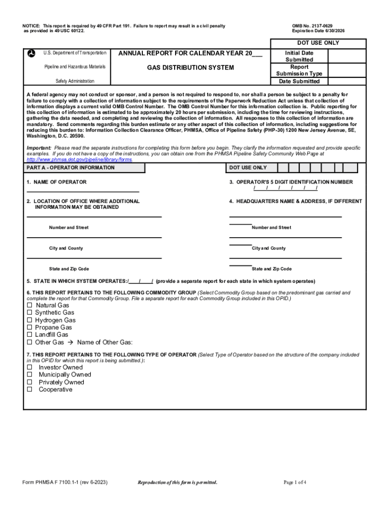 Fillable Online Form PHMSA F7100 1-1 PHMSA F7100 1-1 Gas ... Fax Email ...
