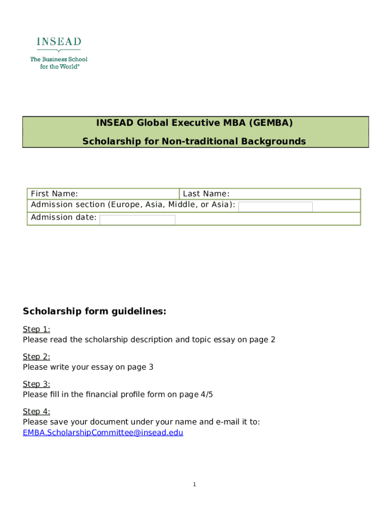 insead-gemba-scholarship-for-non-traditional-background- ... Doc ...