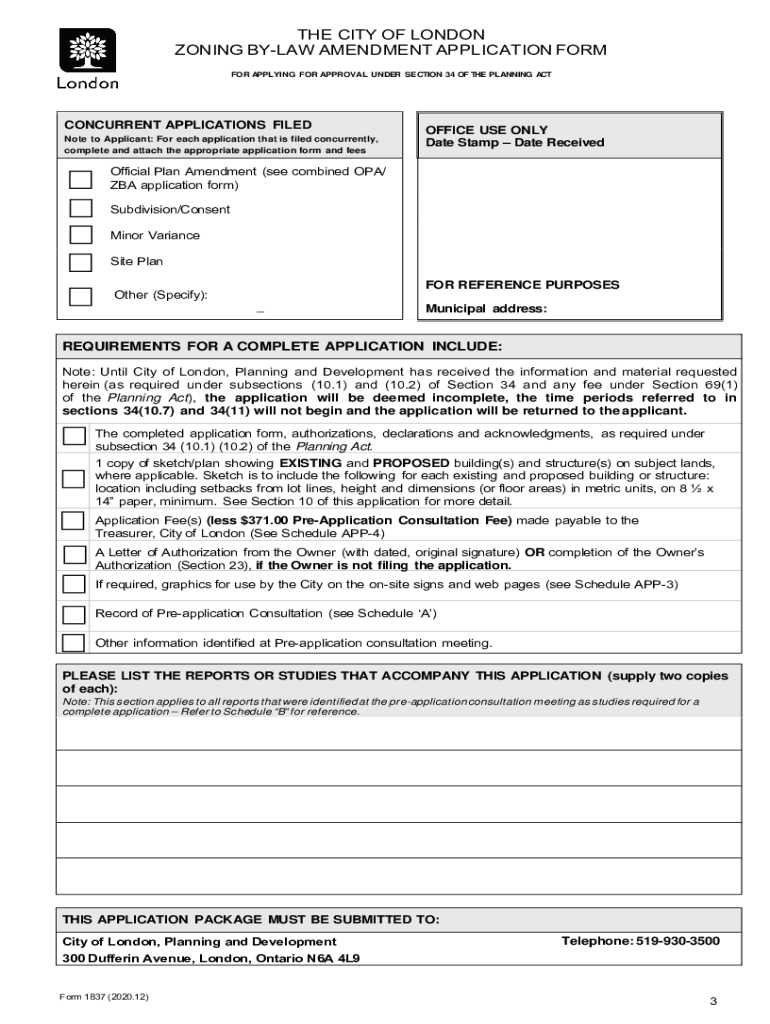 Fillable Online Zoning Notice of Application - London Fax Email Print ...