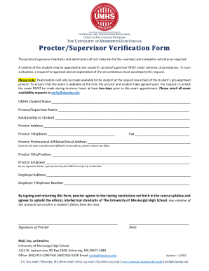Fillable Online Proctor/Supervisor Verification Form Fax Email Print - pdfFiller