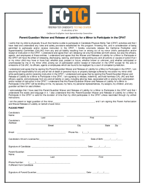 Fillable Online CPAT Testing Candidate Acknowledgements and Waivers Fax ...