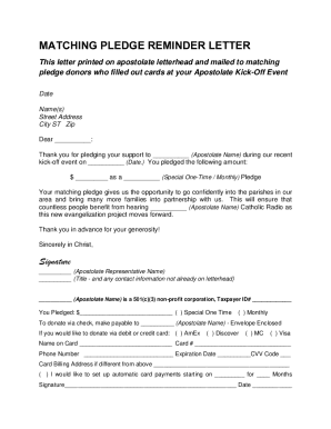 Fillable Online Sample Pledge Reminder Letter Fax Email Print - pdfFiller