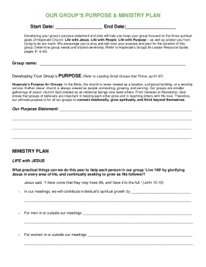Fillable Online OUR GROUP'S PURPOSE & MINISTRY PLAN Fax Email Print ...