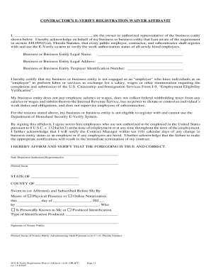 Fillable Online E-Verify-Registration-Waiver-Affidavit- ... Fax Email ...