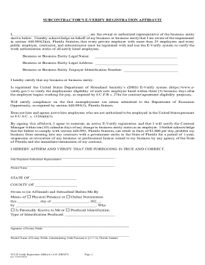 Fillable Online E-Verify Subcontractor Affidavit O.C.G.A.13-10-91 (b)(3 ...