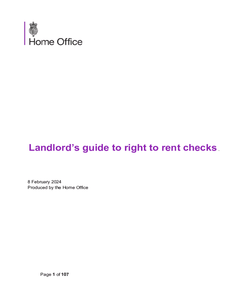 Fillable Online Guidance: Landlord's guide to right to rent checks ...