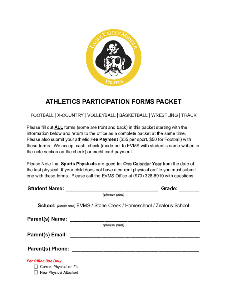 Fillable Online athletic packet information - parents and guardians Fax ...