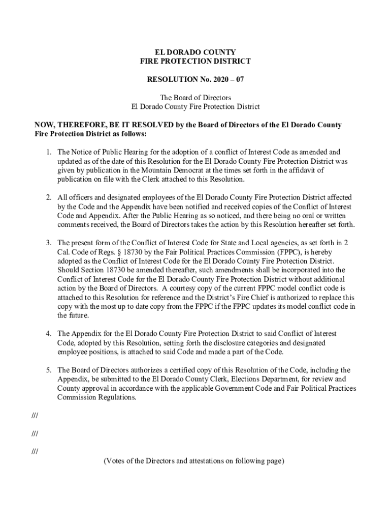 Fillable Online El Dorado County Fire Protection District Finding of Fact Fax Email Print ...