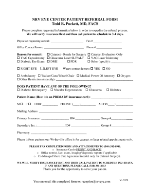 Fillable Online NRV EYE CENTER PATIENT REFERRAL FORM Fax Email Print ...
