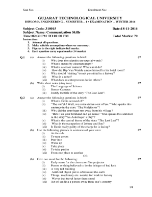 Fillable Online GUJARAT TECHNOLOGICAL UNIVERSITY - GTU question papers ...