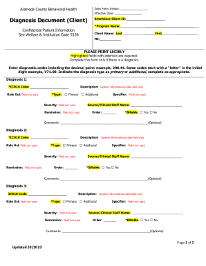 Fillable Online Diagnosis Document (Client) Client ID Fax Email Print ...