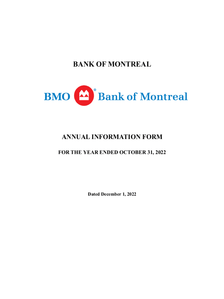 Fillable Online ANNUAL INFORMATION FORM FOR THE YEAR ENDED OCTOBER 31, 2022 Fax Email Print ...
