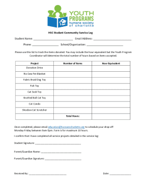 Fillable Online HSC Student Community Service Log Fax Email Print ...