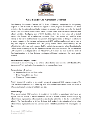 Fillable Online GCC Facility Use Agreement Contract Fax Email Print ...
