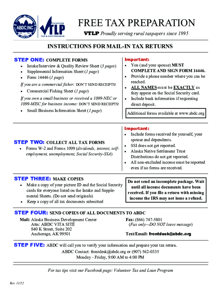 Fillable Online 2022 Taxpayer Free Tax Prep Drop Off/Pick Up ...