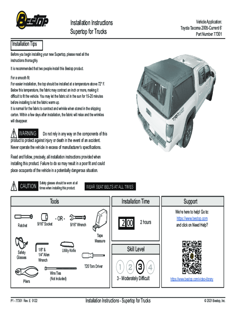 Fillable Online Installation Instructions Trektop for Bronco 4 Door Fax ...