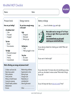 Fillable Online MindWell MOT Checklist Blank Form Fax Email Print ...